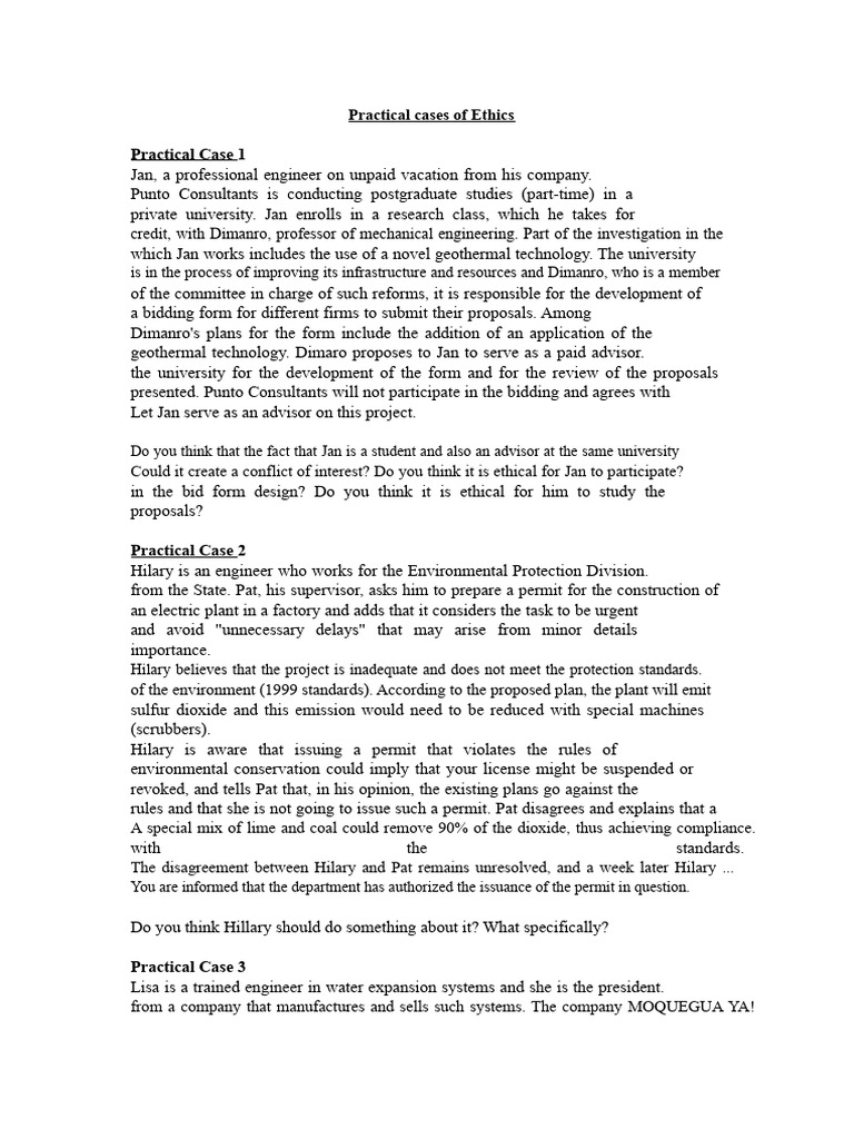Practical Cases of Ethics | PDF | Natural Environment
