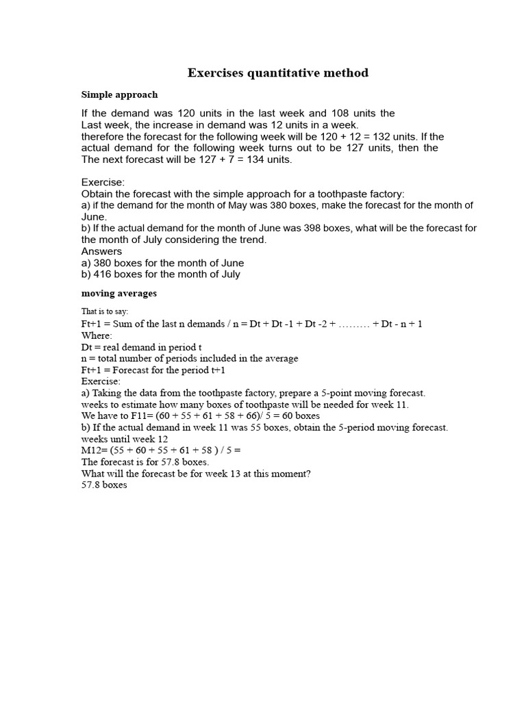Quantitative Method Exercises | PDF | Forecasting | Moving Average