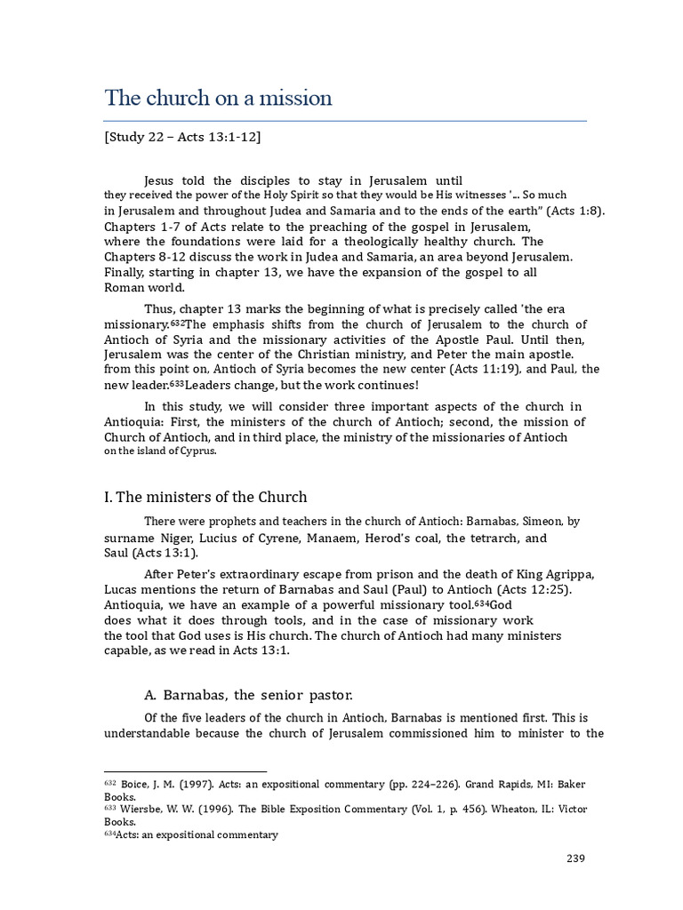 The Church in Mission (Acts 13:1-12) | PDF | Acts Of The Apostles ...
