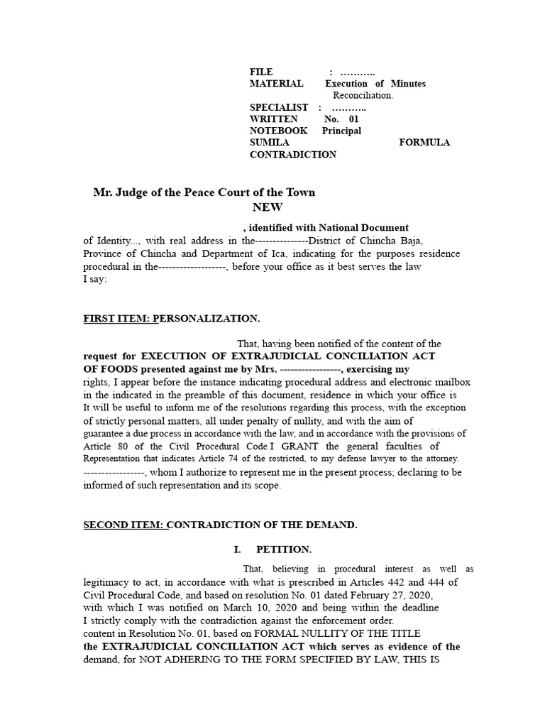 Contradiction - Demand For Execution of Conciliation Agreement | PDF | Lawsuit | Complaint
