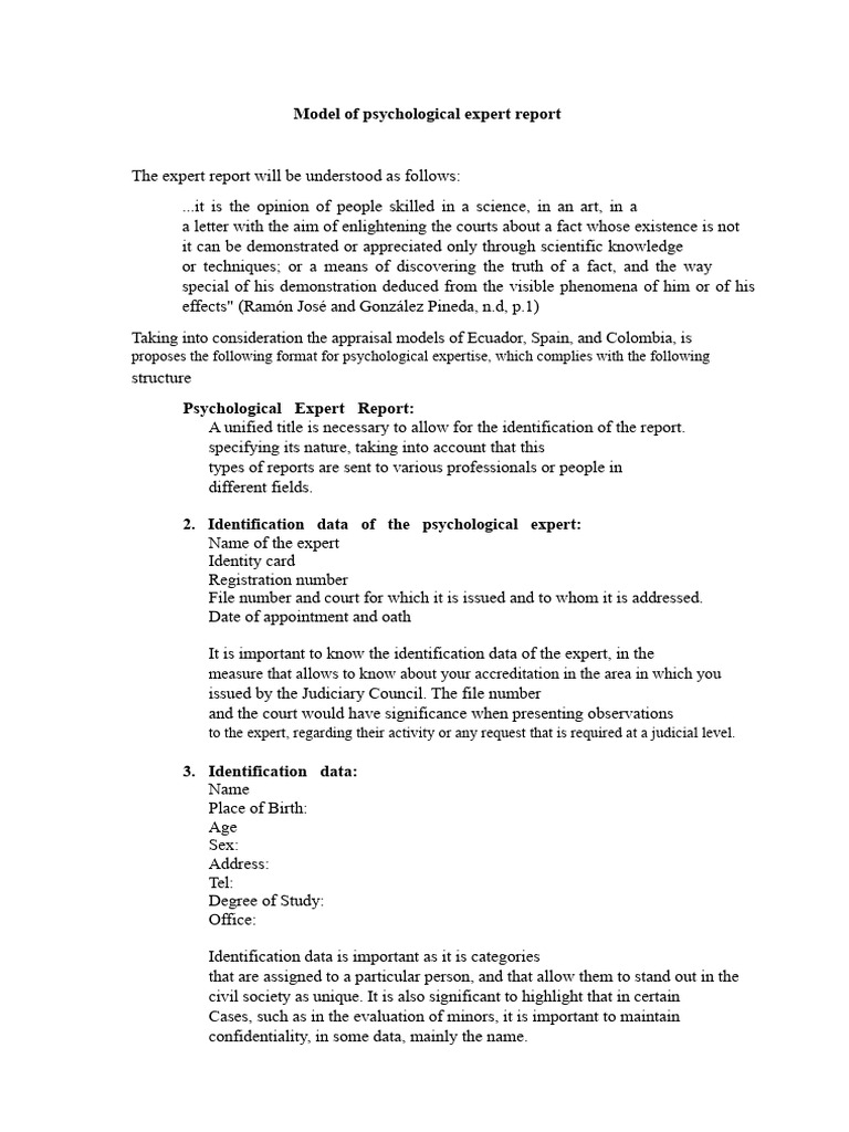 Psychological Expert Report Template | PDF | Expert | Hypothesis