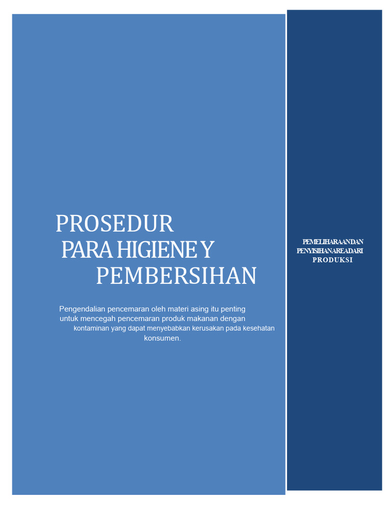 Prosedur Pembersihan Dan Kebersihan Di Area Produksi | PDF