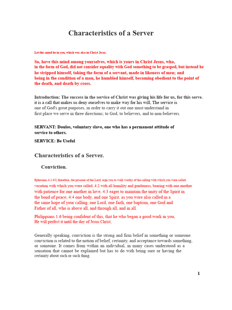 Characteristics of a True Server | PDF | Disciple (Christianity) | Jesus