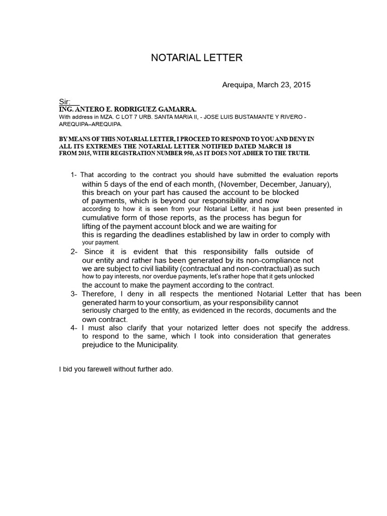 Notarial Letter Constructor | PDF