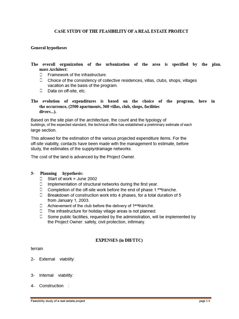 Case Study On The Feasibility of A Real Estate Project in Morocco | PDF ...