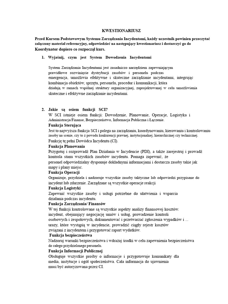 KWESTIONARIUSZ | PDF