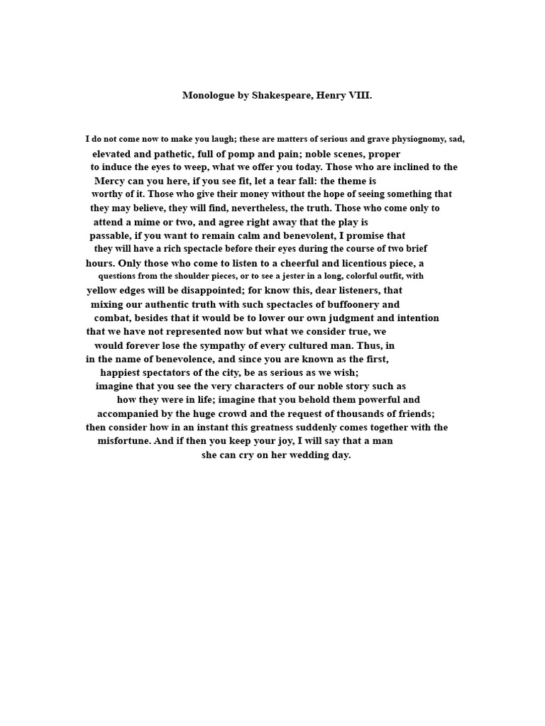 Shakespeare's Monologue | PDF