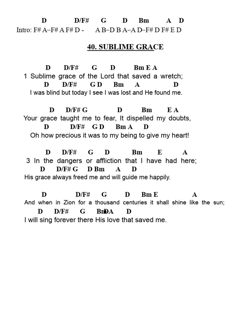 Sublime Grace Lyrics and Chords | PDF