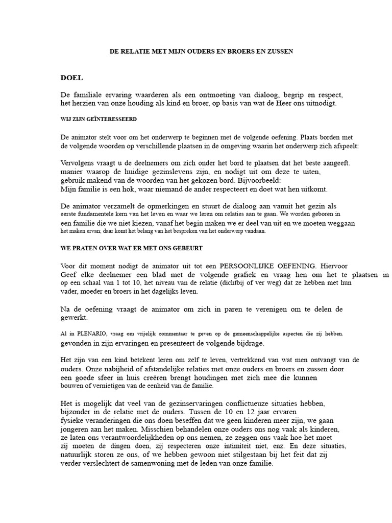 De Relatie Met Mijn Ouders en Broers en Zussen | PDF