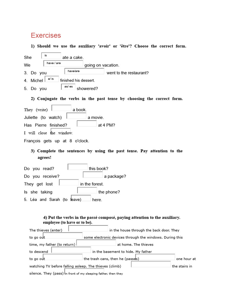 Exercises in the past tense | PDF | Language Mechanics | Linguistics