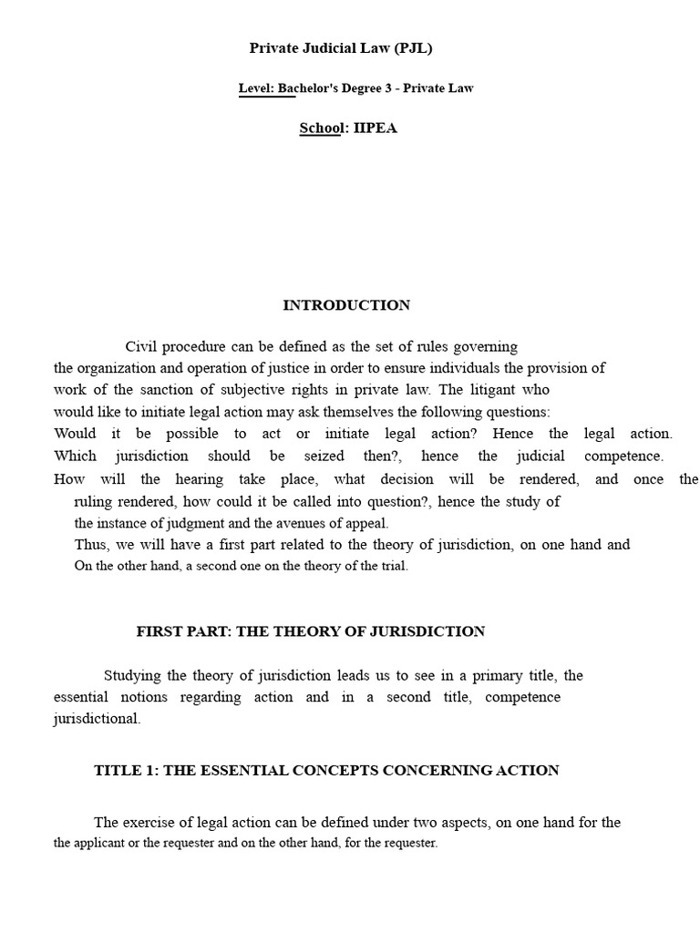Understanding Private Judicial Law | PDF | Lawsuit | Jurisdiction