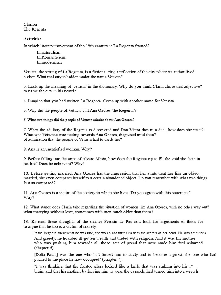 The Regenta - Activities | PDF | Ellipsis