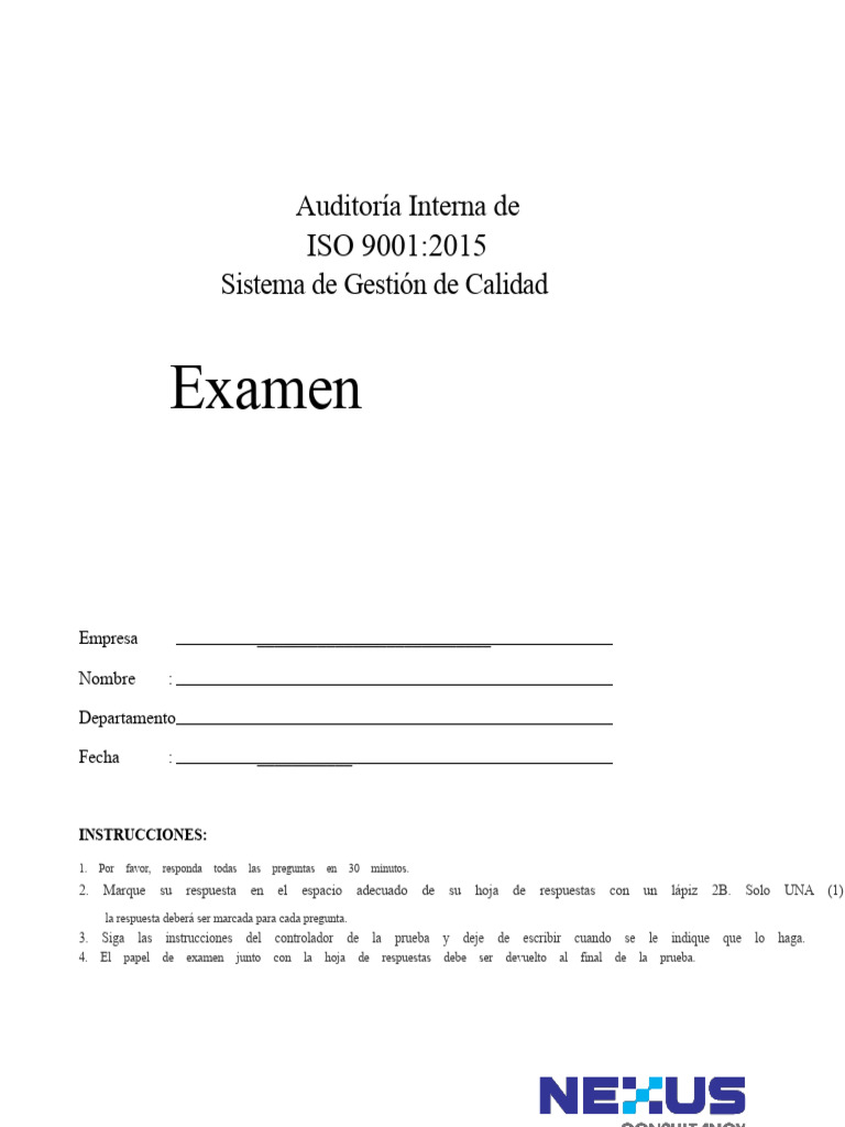 ISO 9001-2015 Examen IA.doc | PDF | Sistema de manejo de calidad | Calidad (comercial)