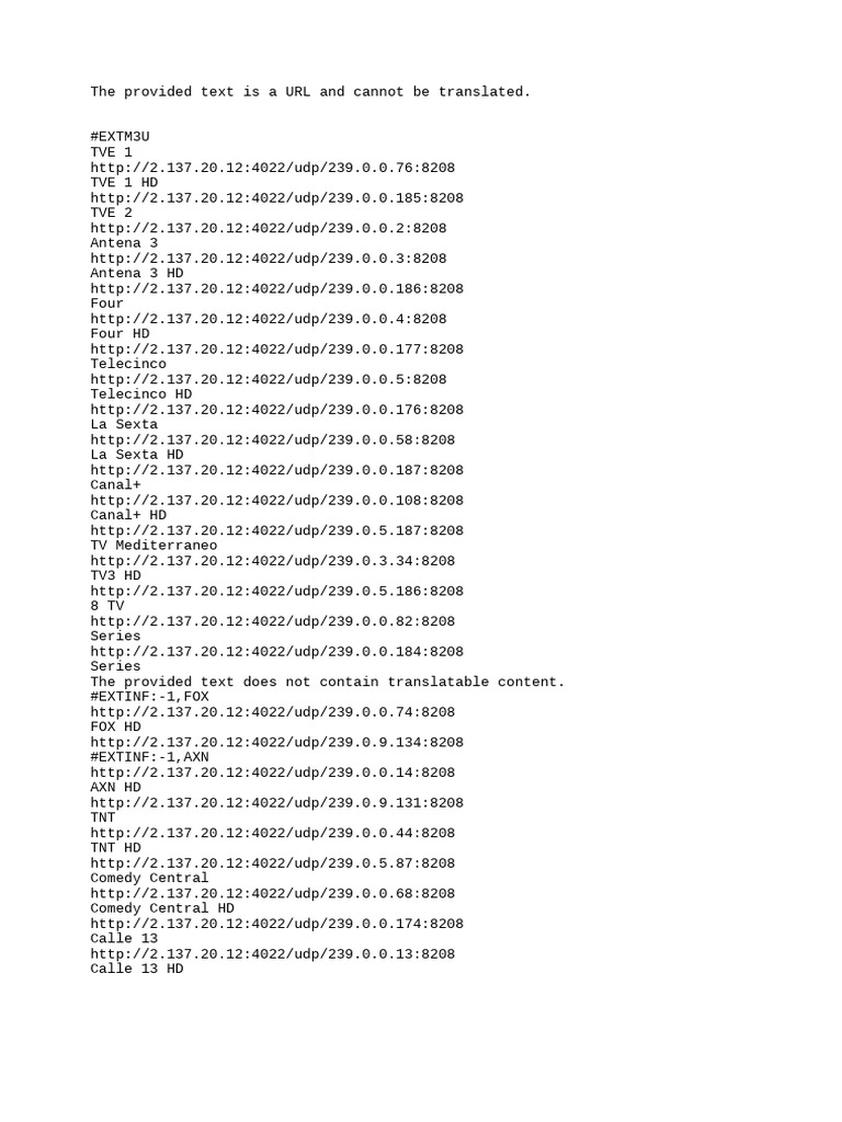Spanish Channels | PDF | Television Network | Television