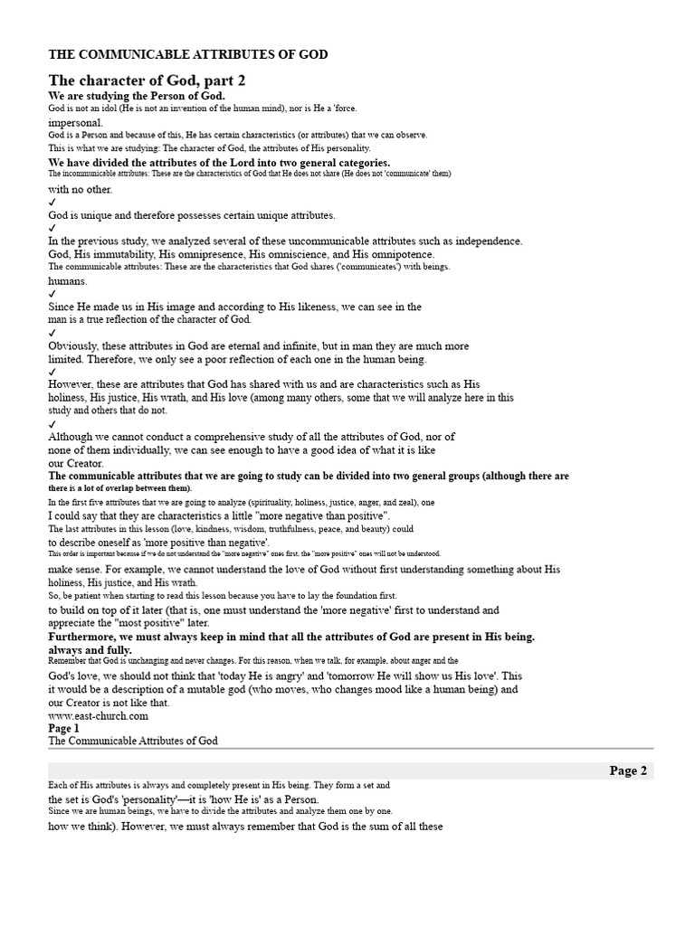 The communicable attributes | PDF | God The Father | God