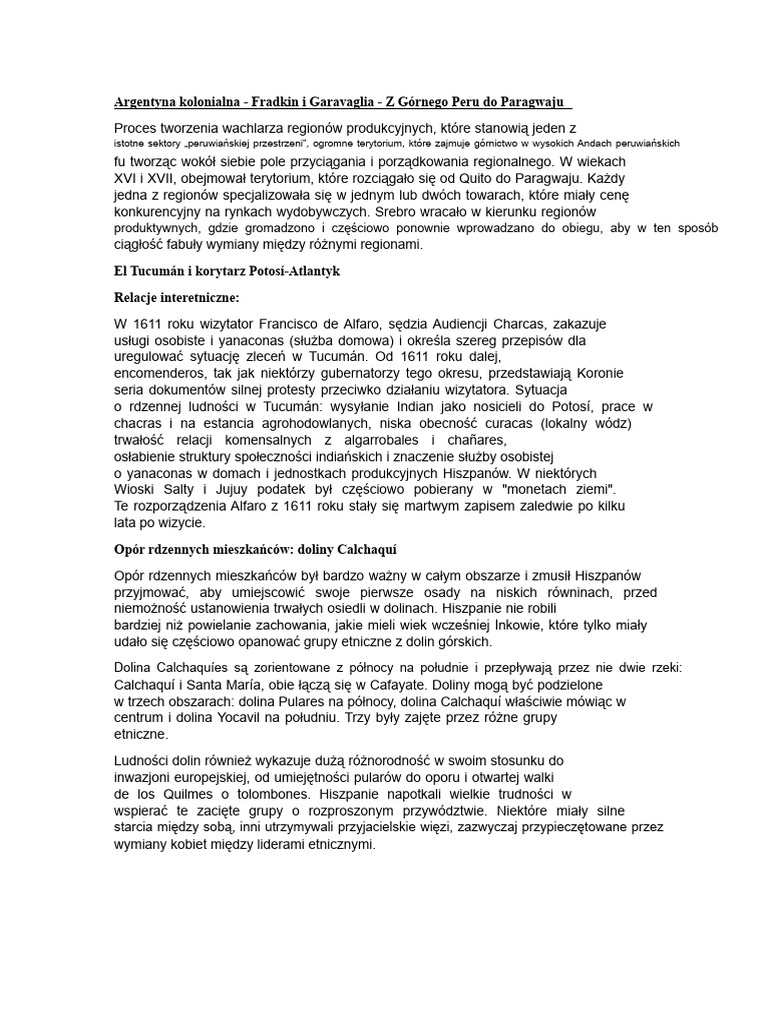 Fradkin I Garavaglia. Argentyna Kolonialna. | PDF