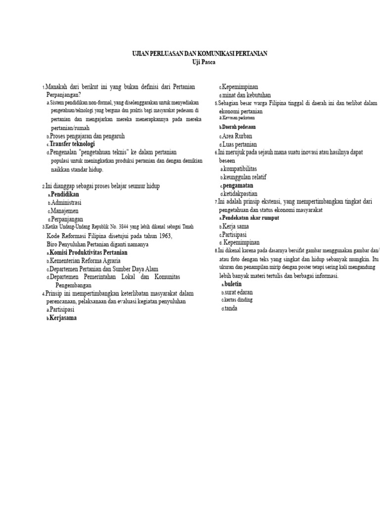 Extension Post Test | PDF
