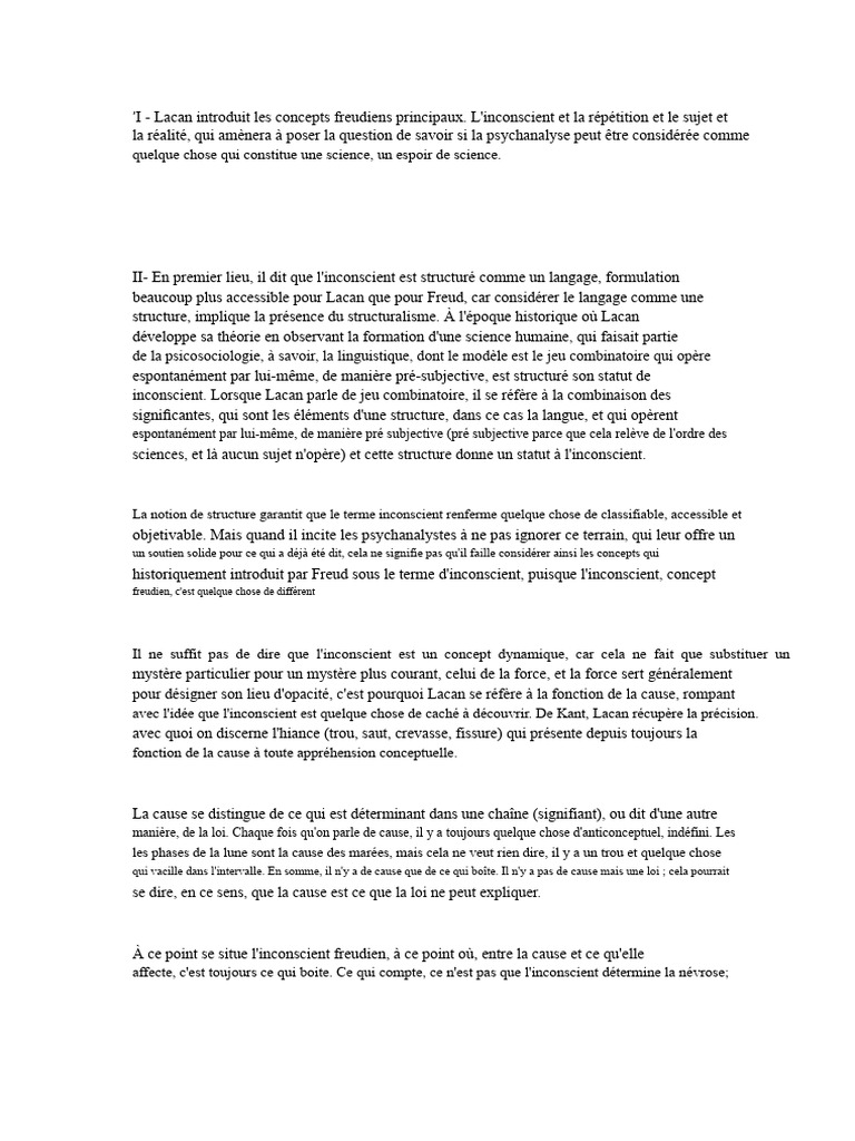 Lacan et l'inconscient freudien expliqué | PDF | Inconscient | Jacques ...