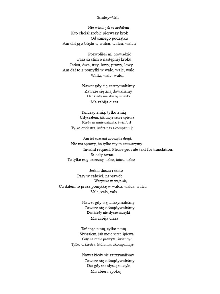 Smiley - Vals (Tekst) | PDF