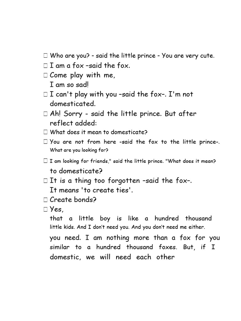 The Importance of Taming and Bonds | PDF | The Little Prince