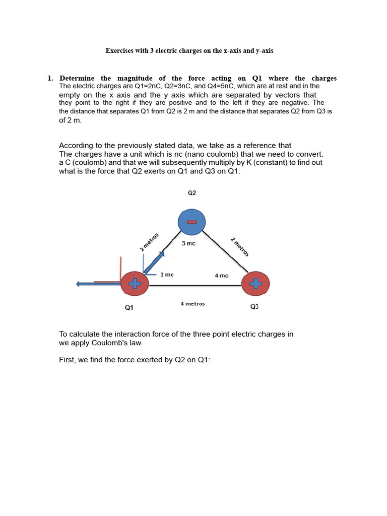Electric Charge Force Calculations | PDF | Force | Cartesian Coordinate ...