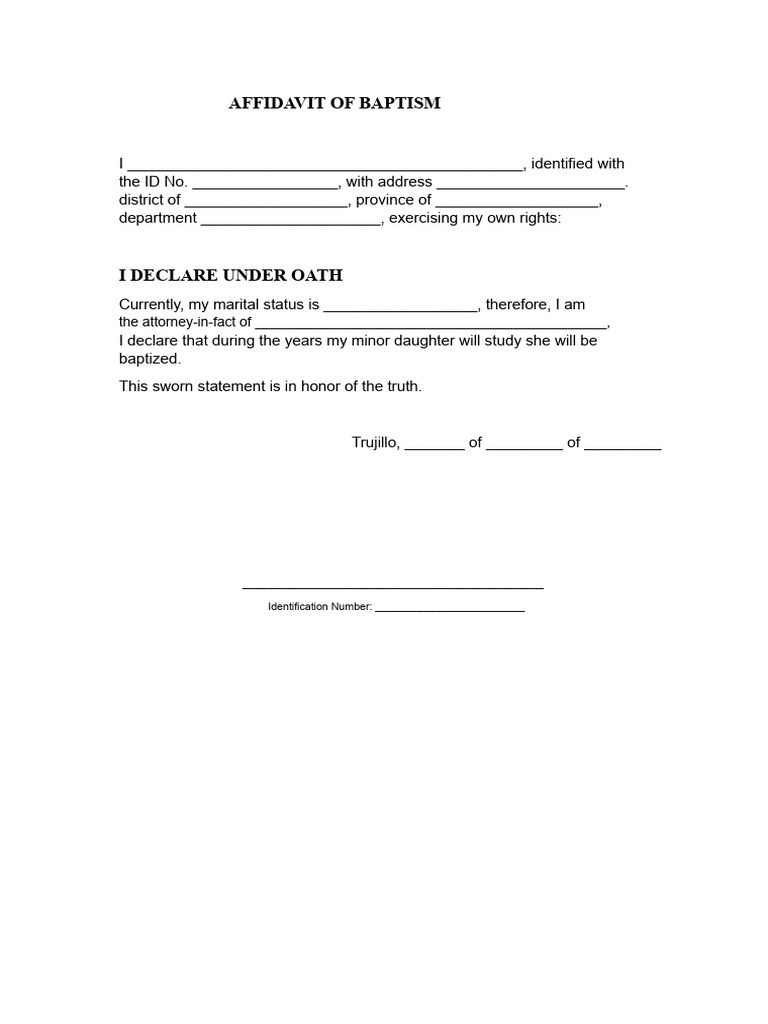 Sworn Declaration of Baptism | PDF