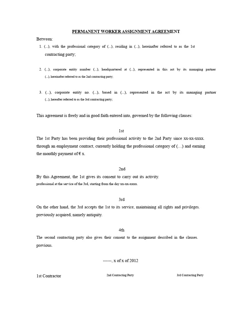 Permanent Worker Transfer Agreement | PDF