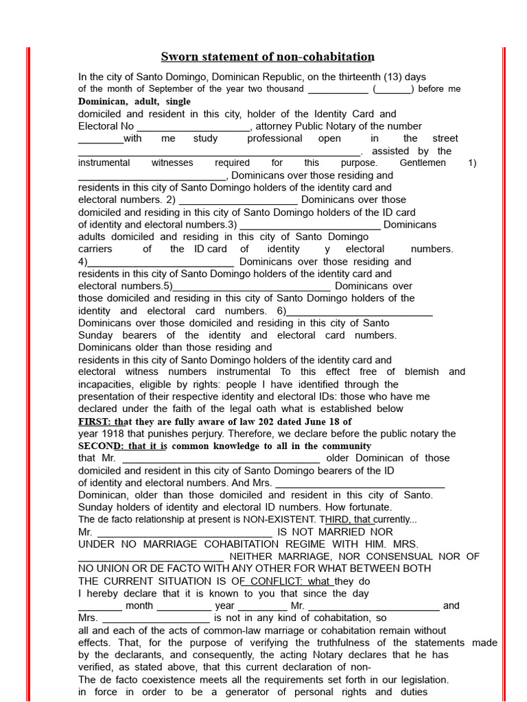 Affidavit of Non-Convivence | PDF | Identity Document | Affidavit