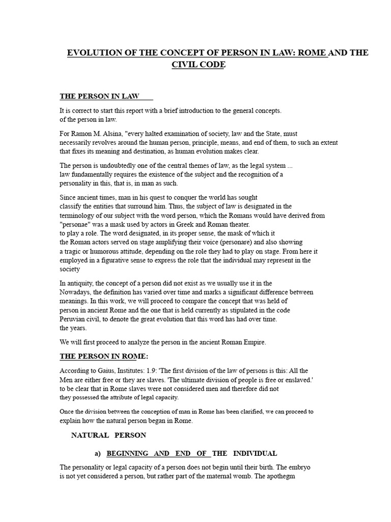 Evolution of Legal Personhood: Rome to Now | PDF | Citizenship | Roman ...