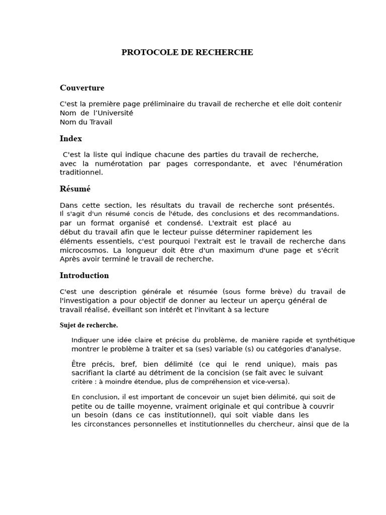 Guide complet du protocole de recherche | PDF | Statistiques | Informations