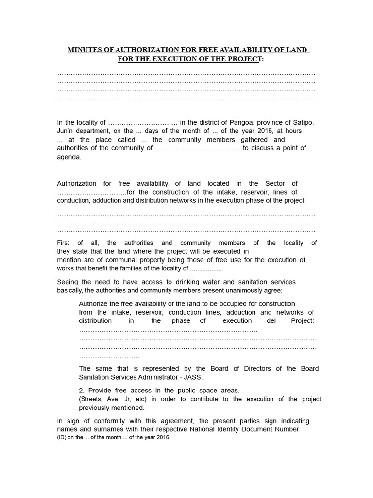 Land Authorization for Water Project | PDF