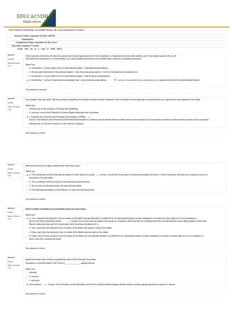 Final Questionnaire of Module 3 Constitutional Principles | PDF ...