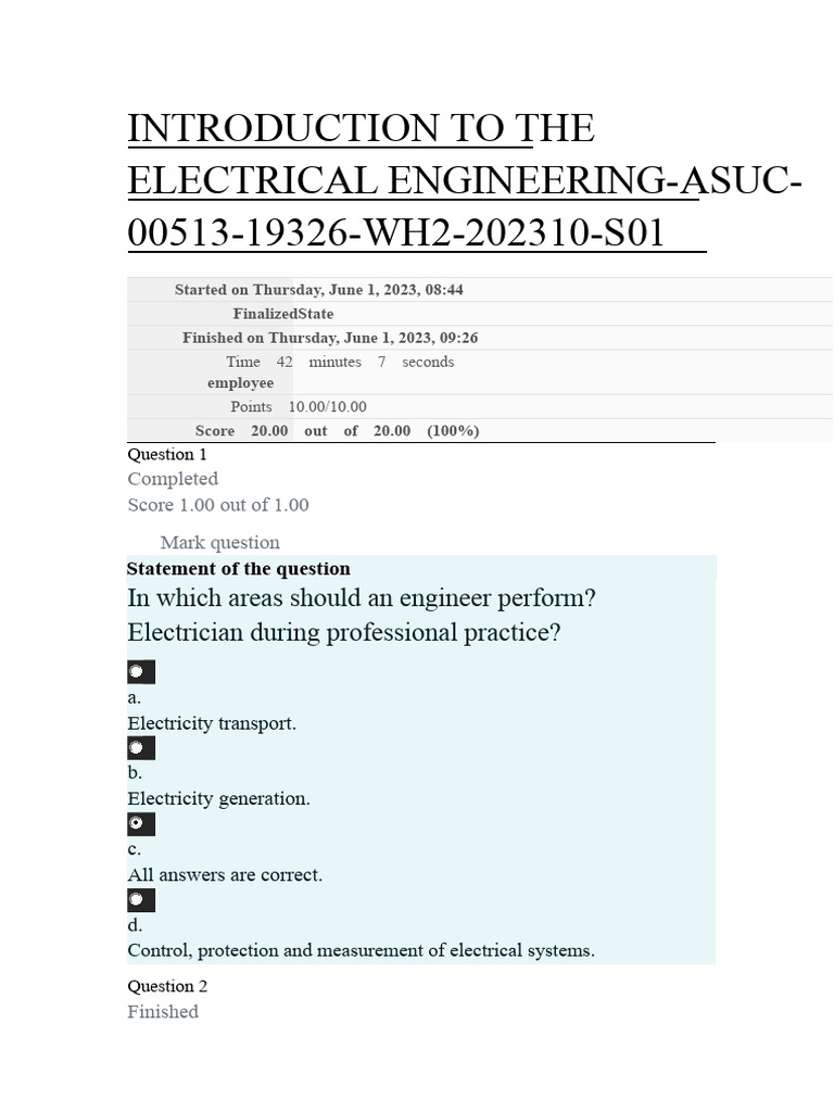 Introduction To Electrical Engineering Eva. 01 | PDF | Engineering ...