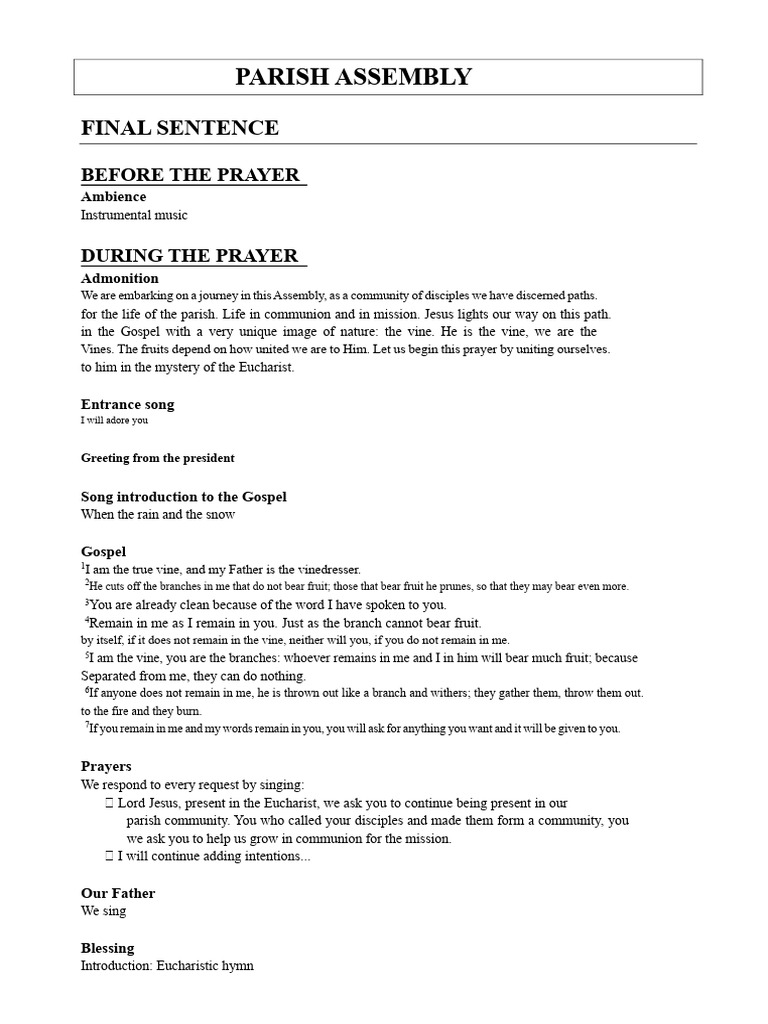 Parish Assembly Prayer and Reflection | PDF