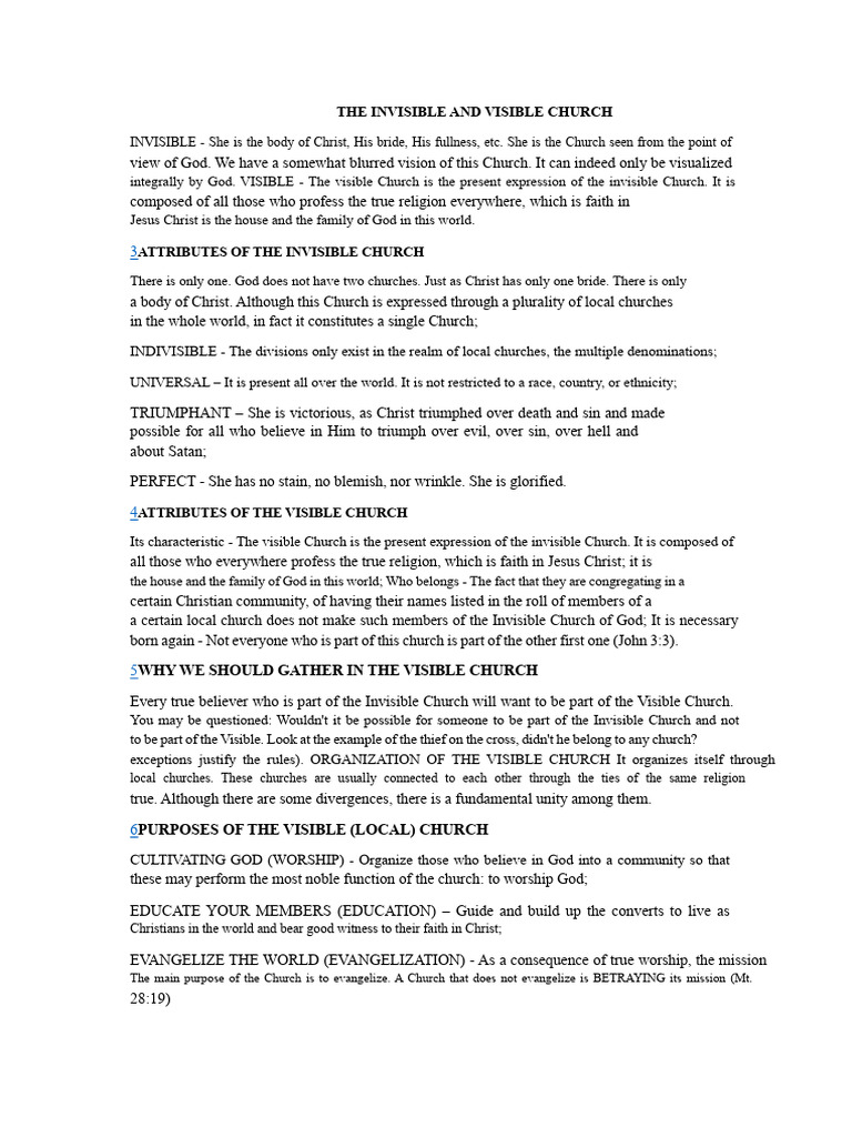 The Invisible and Visible Church | PDF | Christian Church | Baptism