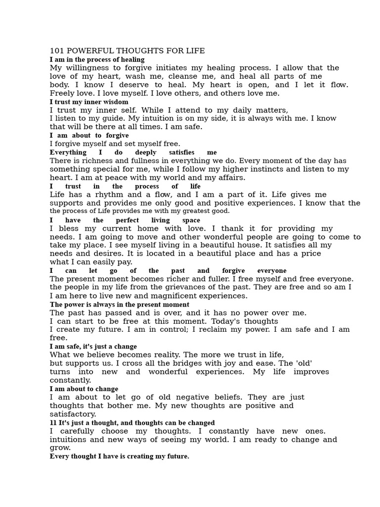 101 Powerful Thoughts for Healing | PDF | Love | Wisdom