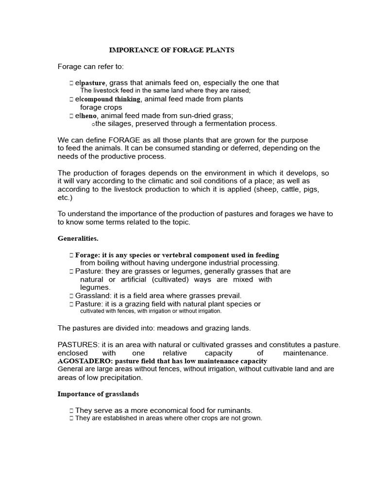 Importance of Forage Plants | PDF | Legume | Grazing