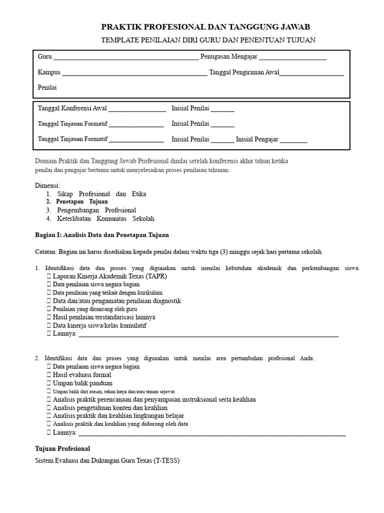 Template Penetapan Tujuan T-Tess | PDF