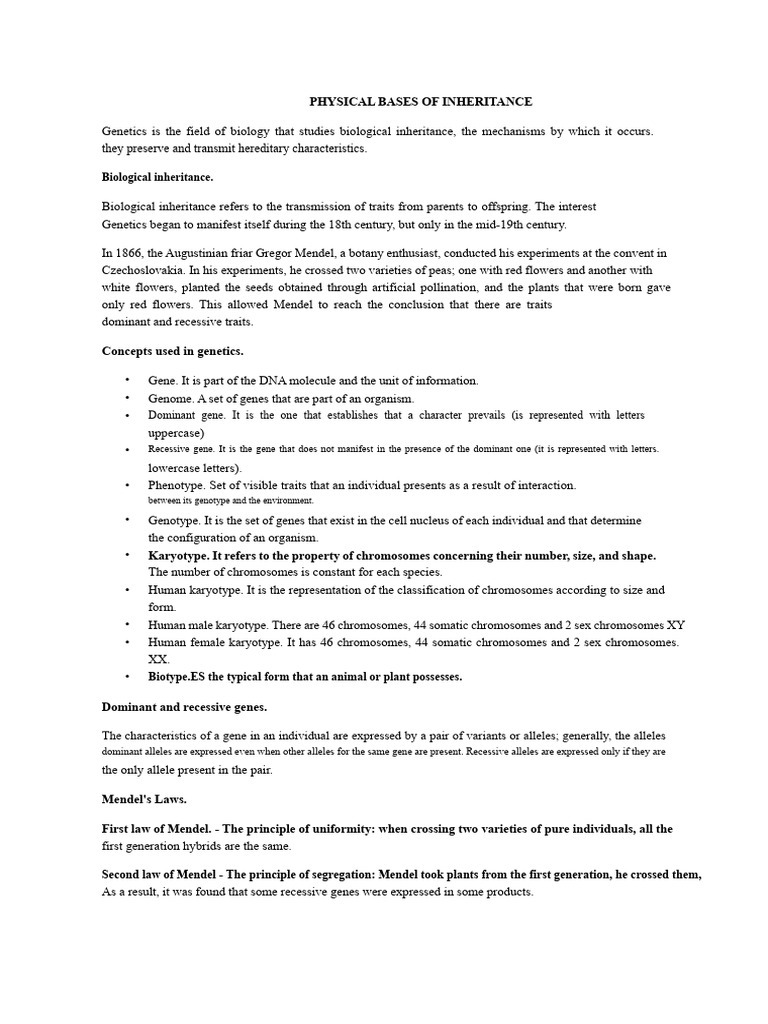 Physical Bases of Inheritance-1 | PDF | Heredity | Dominance (Genetics)