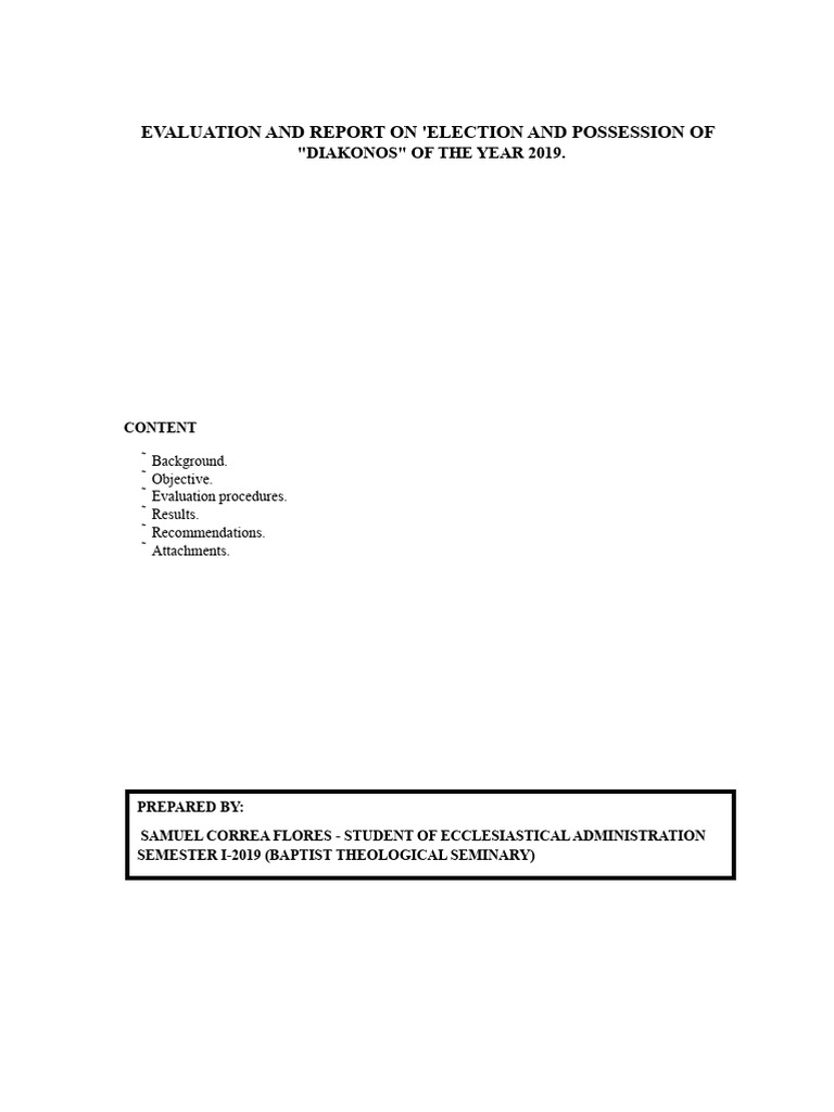 ELECTION AND POSSESSION OF DEACONS Samuel C Revised | PDF | Deacon ...
