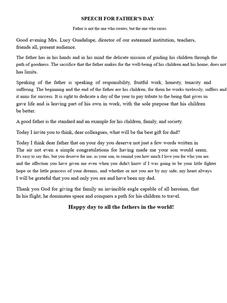 Speech For Father's Day | PDF