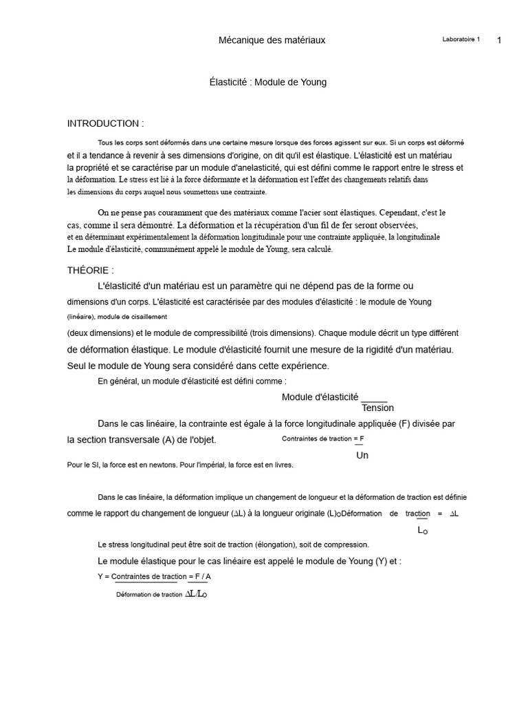 Mesure du Module de Young en Élastique | PDF | Élasticité (Physique ...