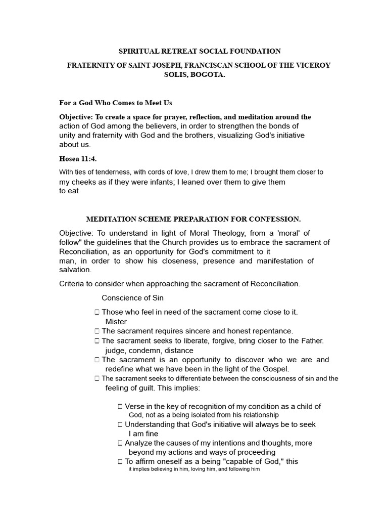 Preparation Outline For The Sacrament of Reconciliation. | PDF ...