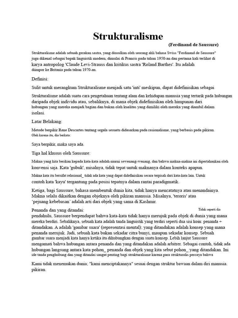 Pengenalan Strukturalisme dalam Sastra | PDF