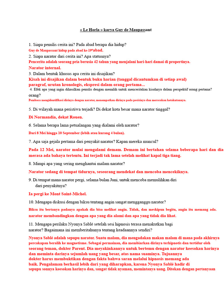 Analisis "Le Horla" oleh Maupassant | PDF