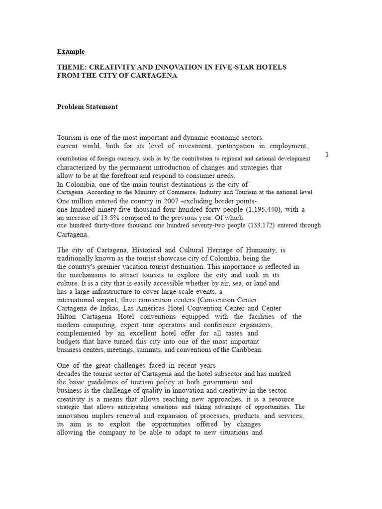 Example Problem Statement | PDF | Tourism | Innovation