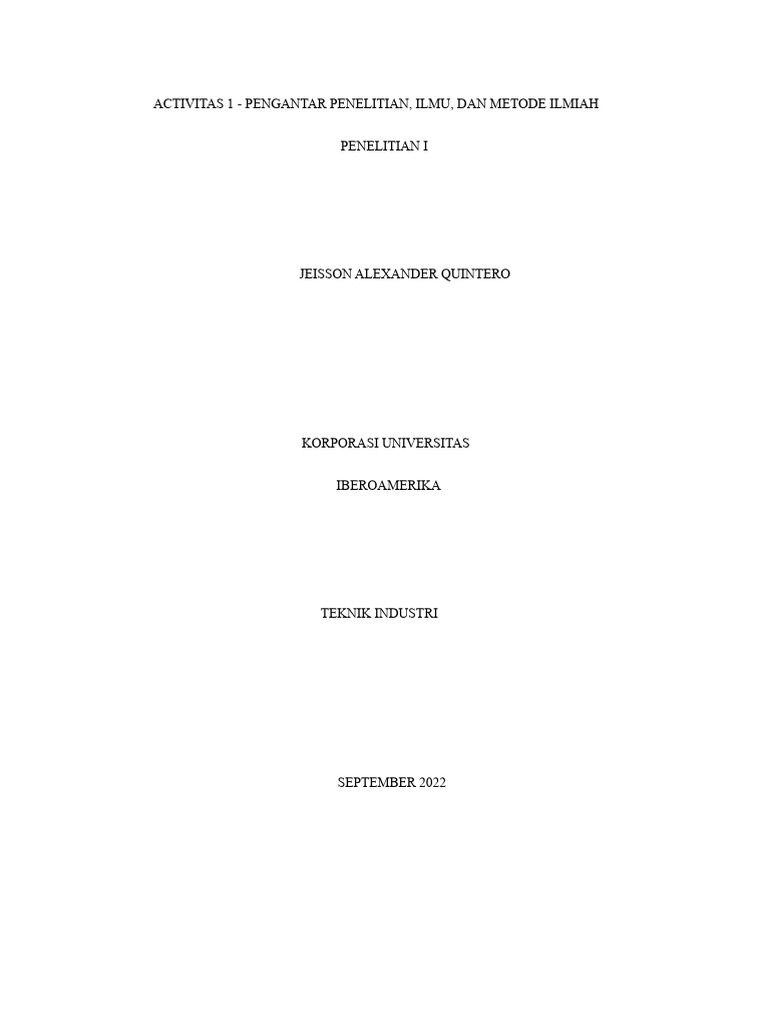 Aktivitas 1 - Pengenalan Penelitian, Ilmu, Dan Metode Ilmiah | PDF