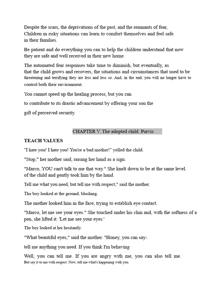 Nurturing Respect in Adopted Children | PDF | Memory | Fear