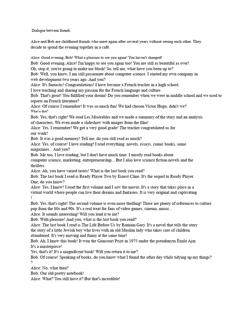 Dialogue Between Friends | PDF