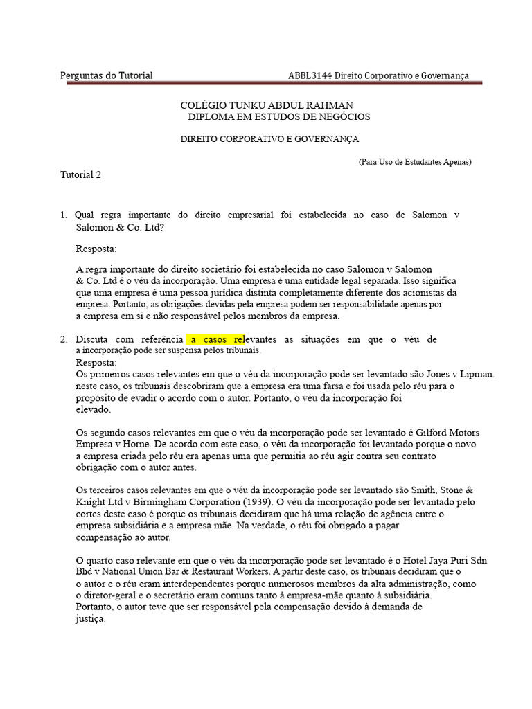 Tutorial 2 (1) | PDF | Business